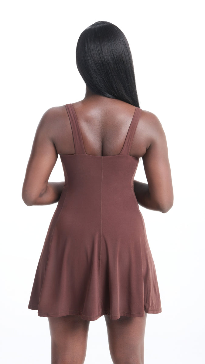 Mawu Active Women's Dress - Dark Roast | Roam Loud – ROAM LOUD
